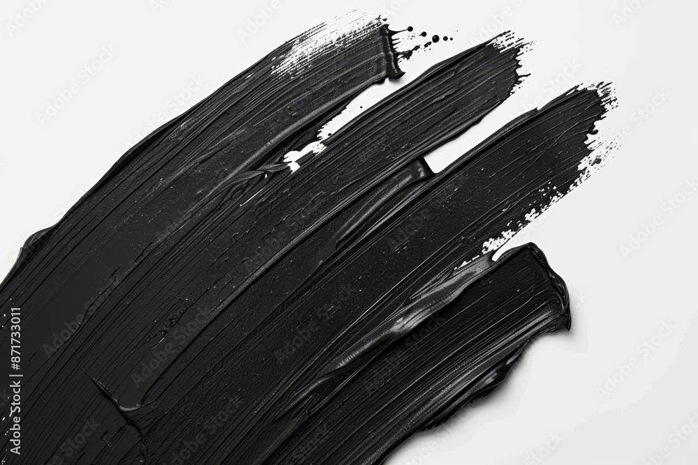 Detailed black color stain texture brushstroke on transparent ...