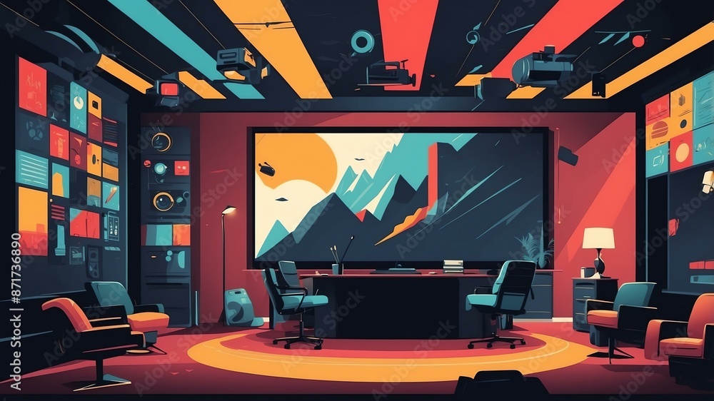 film and cinema themed wallpaper for presentations and background Stock ...