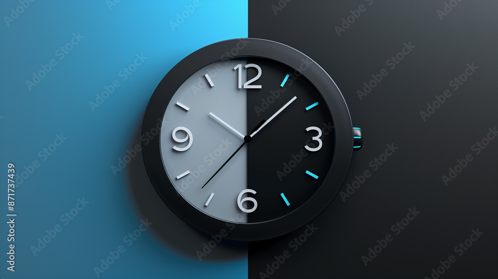 Clock Application on Light and Dark Backgrounds, Day and Night UI Design, Digital Countdown App ...