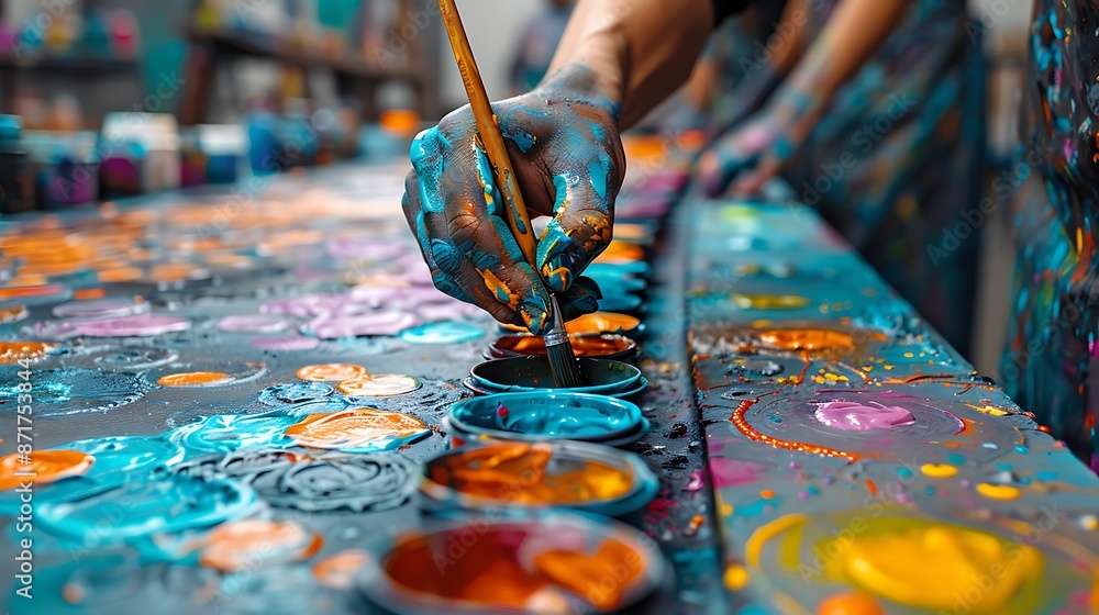 People expressing themselves doing art during an art therapy workshop ...