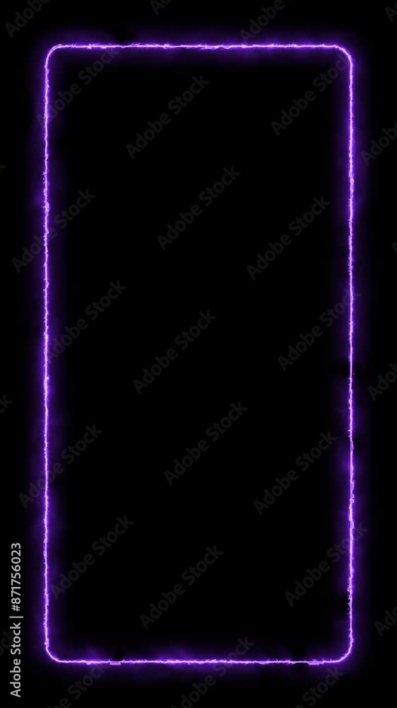 Vertical animated frame border with purple energy effect and subtle ...