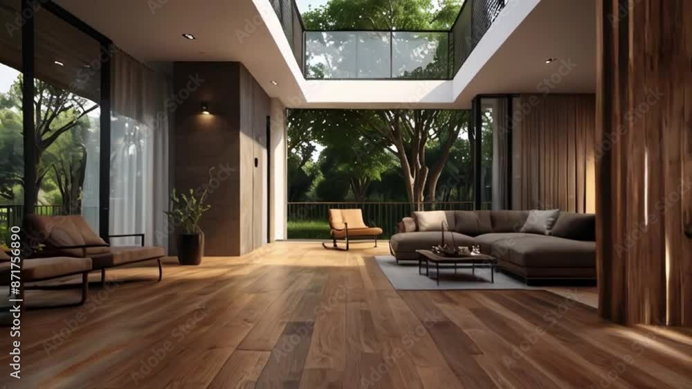 3 d render modern house interior exterior design with wooden floor3 d ...