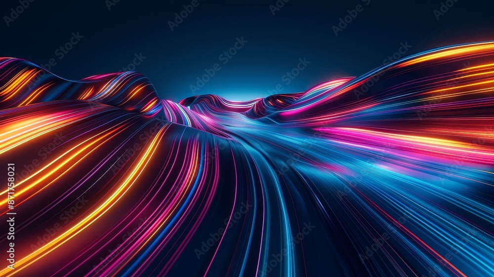 Abstract Neon Landscape - A digital abstract background with vibrant ...