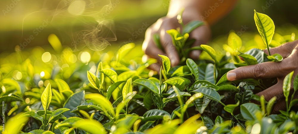 Women pick tea leaves by hand at a tea plantation in Munnar, India ...