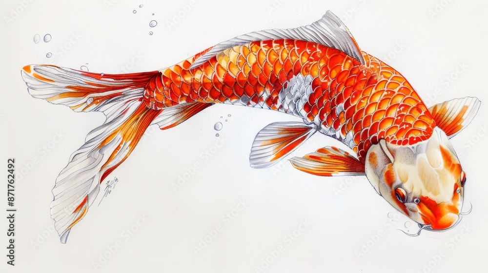 Koi Fish Illustration - A detailed illustration of a Koi fish ...