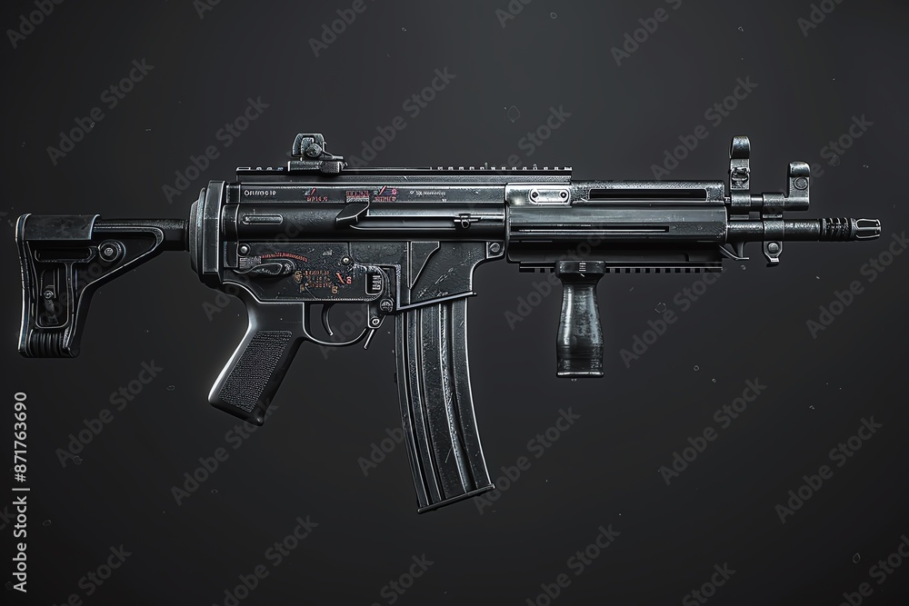 Flat Side View of MP5 Submachine Gun Featuring compact design and ...