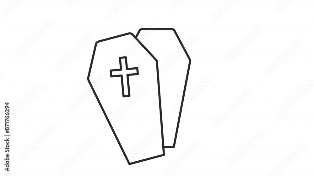 Animated casket icon. Halloween decoration line animation. Moving ...