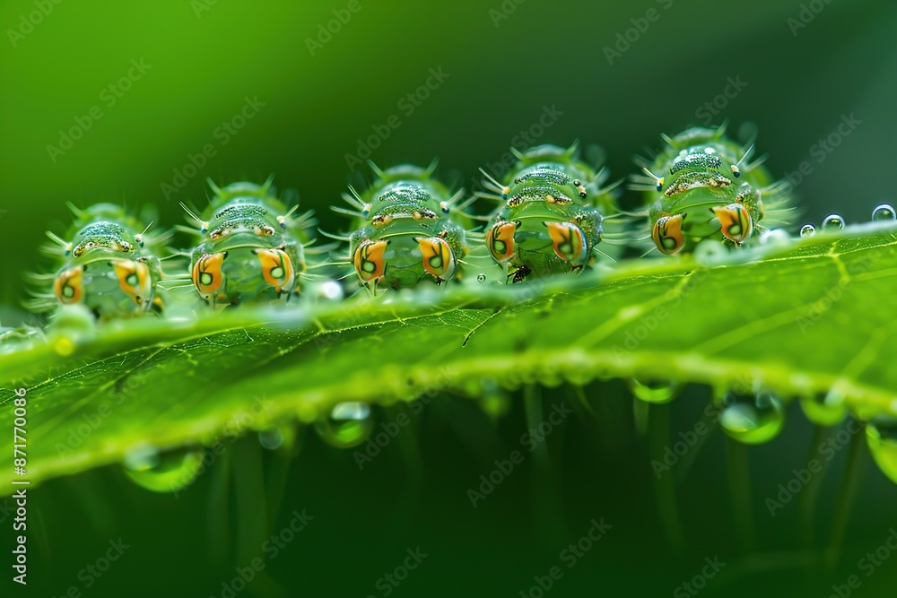 Ants and Aphids. Insect pests. Little black aphid Colony on a green ...
