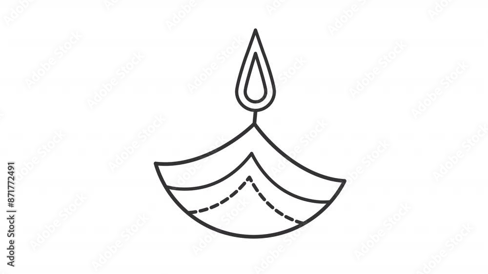 Animated diwali diya icon. Indian culture line animation. Moving flame ...
