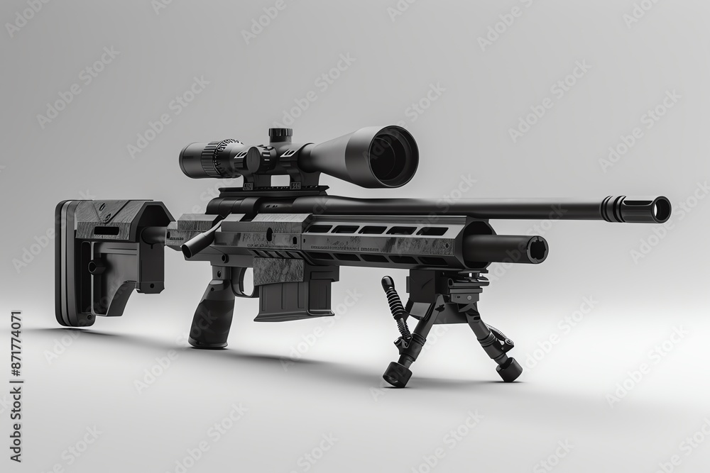 Flat Side View of Barrett M82 Sniper Rifle Emphasizing longrange precision and powerful ...