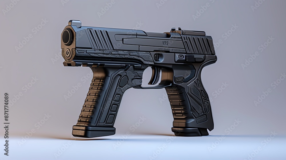 Flat Side View of Heckler Koch VP9 Handgun Showcasing ergonomic design ...
