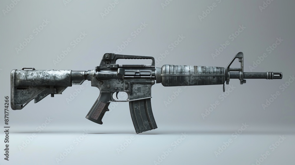 Flat Side View of M16 Assault Rifle Showcasing iconic military design ...