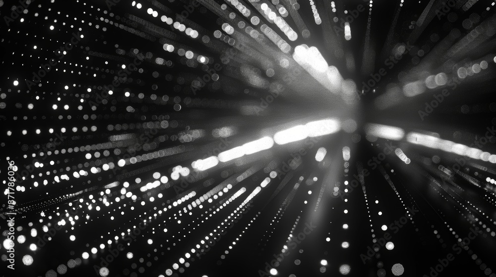 Linear elements arranged in a radial pattern, with each line emitting a ...