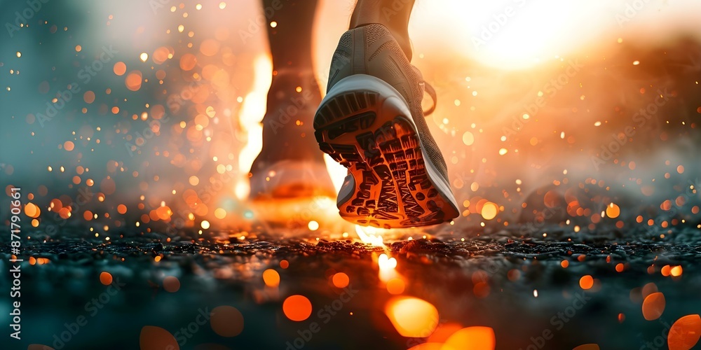 Athletes' Feet Hit Ground Shoes Ignite Flames, Embers Fly Showcasing ...
