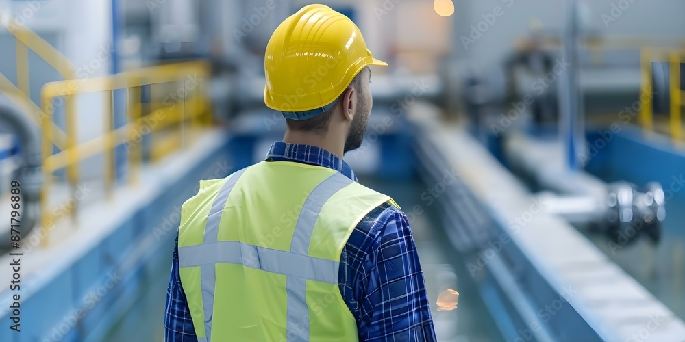 ภาพประกอบสต็อก Engineer Working at a Water Supply Station. Concept ...