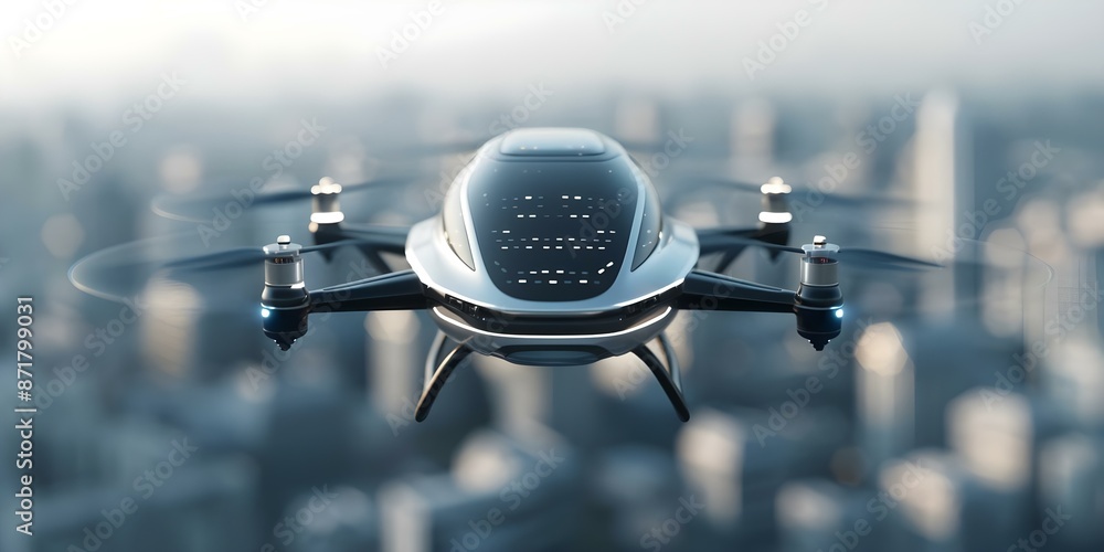 Future smart city concept featuring quadcopter EVs for public ...