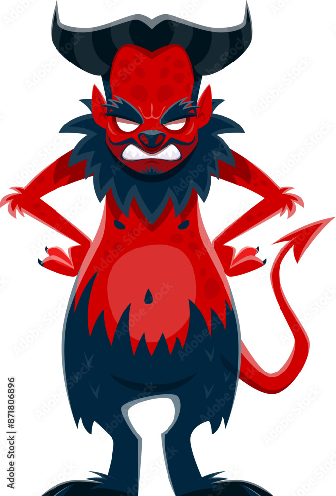 Vetor de Cartoon Halloween devil evil character. Vector creepy imp ...