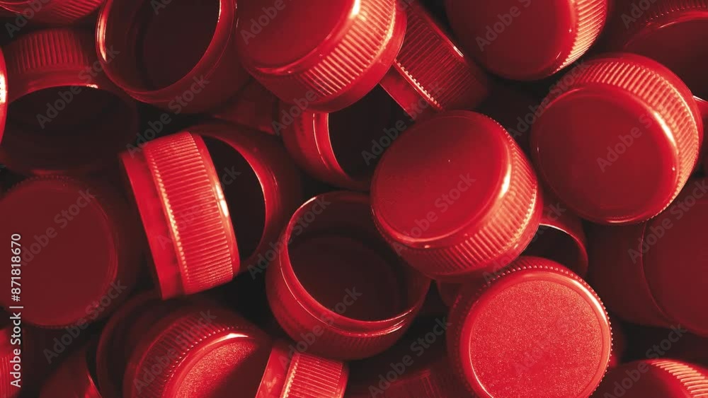 plastic bottle caps. Recycling collection and production processing ...