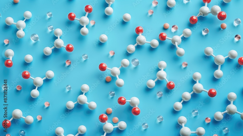 Chemical structures of amoxicillin and clavulanic acid on blue ...