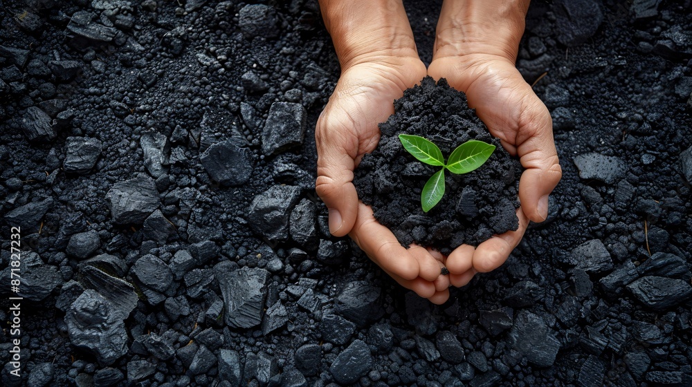 Biochar Miracle: Hands Holding Biochar with Healthy Soil Background ...