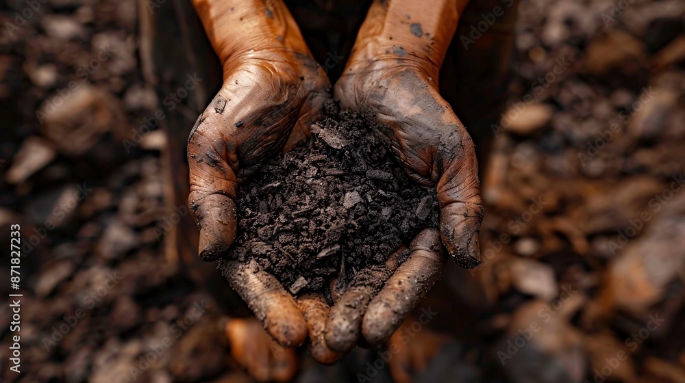 Biochar Miracle: Hands Holding Biochar with Healthy Soil Background ...