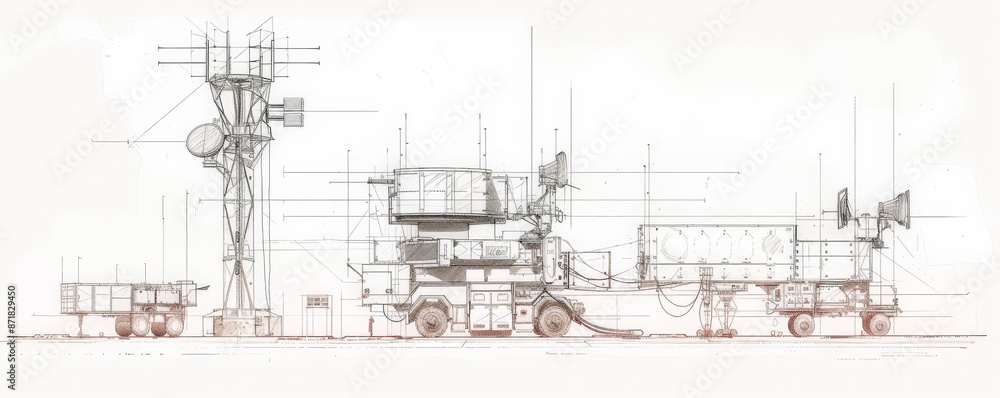 A technical sketch of an anti-missile defense system, detailing its ...
