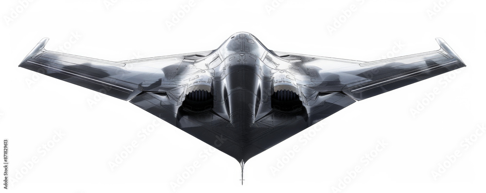 A technical sketch of a stealth bomber, showcasing its sleek design ...