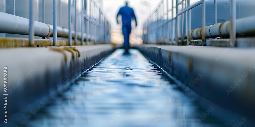 Engineer at Water Supply Station. Concept Water Distribution Systems ...