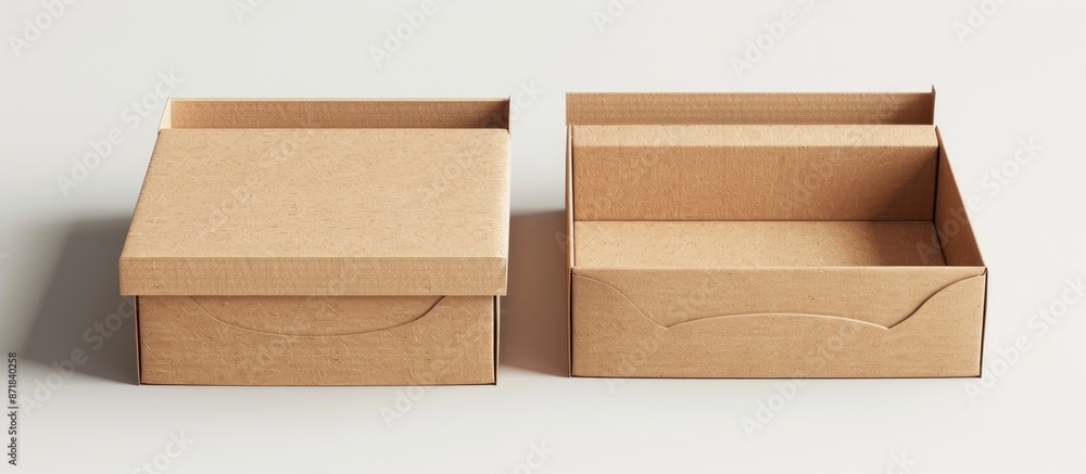 Cardboard box mockup isolated on white background with die-cut pattern ...