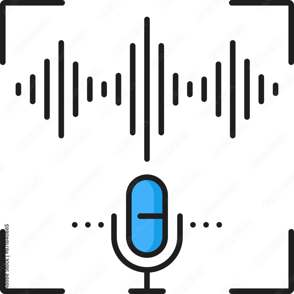 Voice recognition, biometric identification or verification icon. ID ...