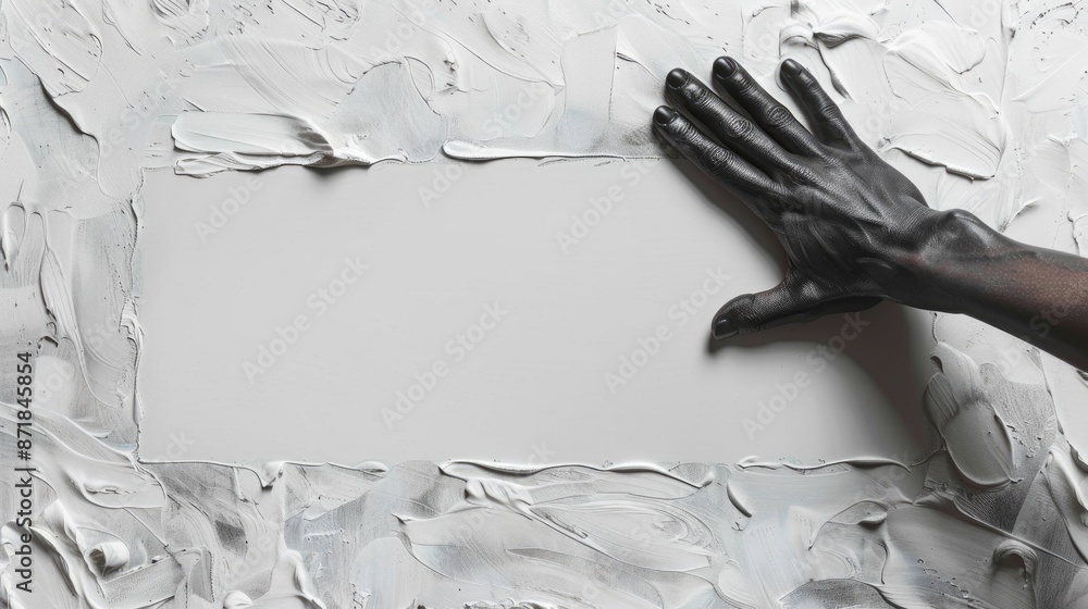 Contemporary artwork of hand resetting Modern style Blank area Stock ...