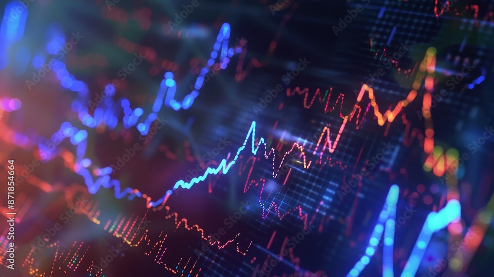 Realistic stock price line chart mimicking heartbeat rhythms for ...