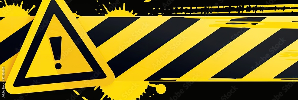 High Contrast Warning Sign with Stripes Stock Illustration | Adobe Stock