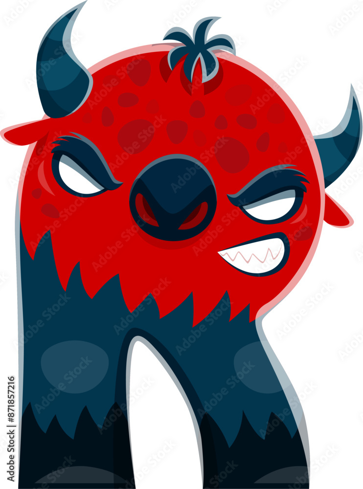Halloween font, letter R as devil monster character, vector cartoon ...