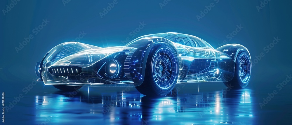 Frontside Futuristic AR car wireframe concept, generative ai, Augmented ...