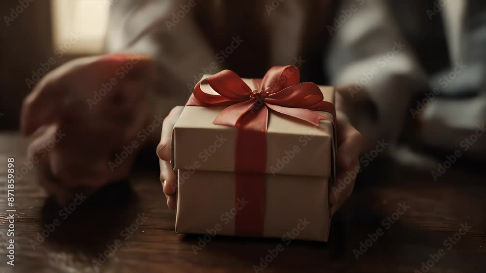 Photo real as Heartfelt Gift Exchange concept as A couple exchanging ...