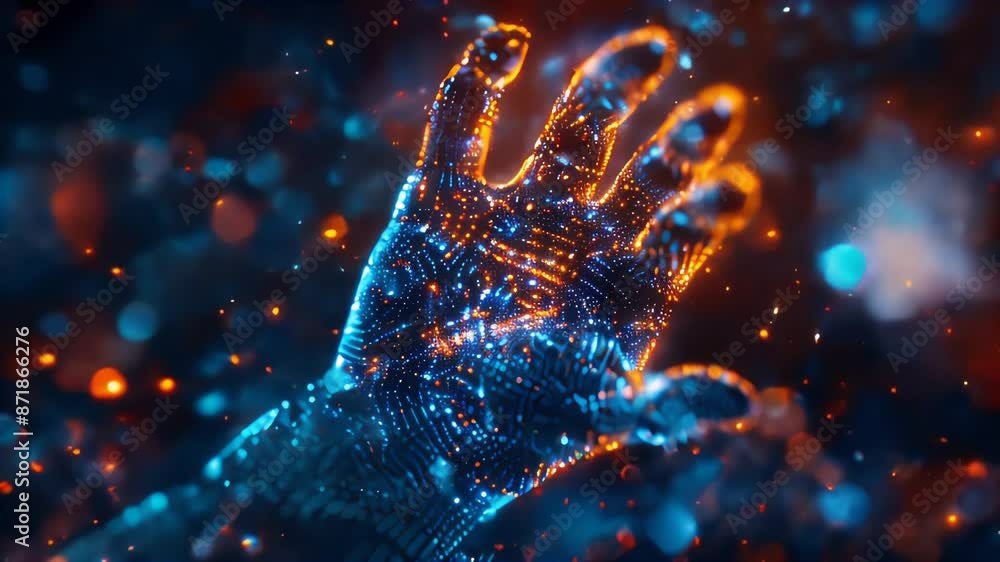 Digital Handprint A handprint made of digital pixels representing digital identity. in business ...