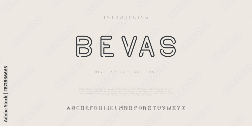 Bevas Double line monogram alphabet and tech fonts. Lines font regular ...