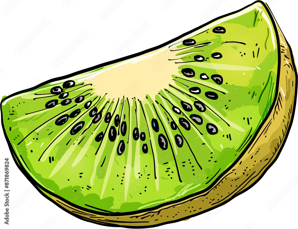 Kiwi Doodle: A Simple Cartoon of a Kiwi Slice Stock Illustration ...