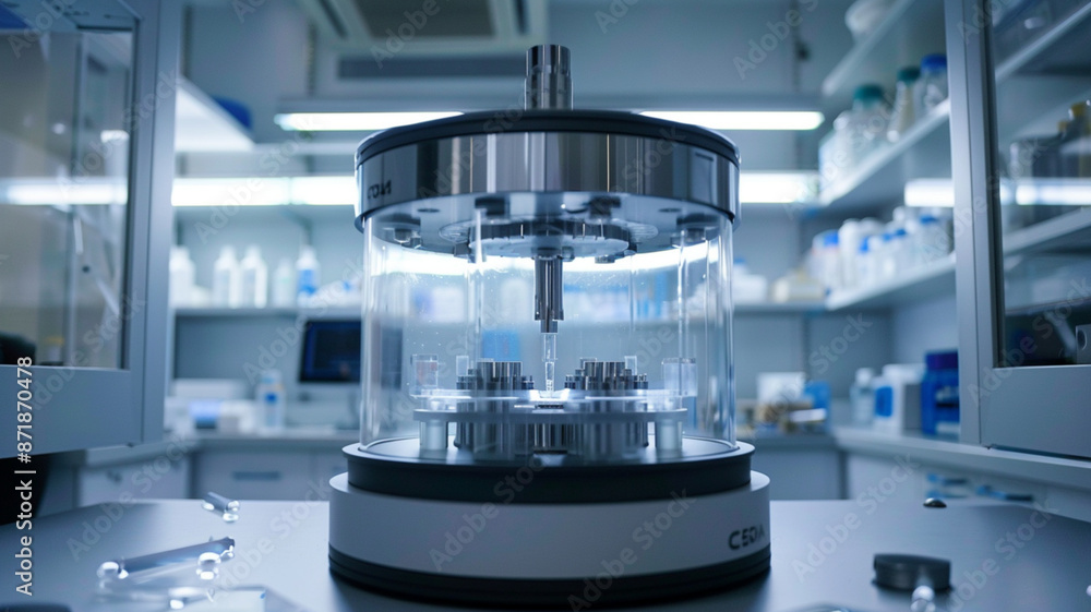 Showcase a modern lab with a high-speed centrifuge in operation Stock ...