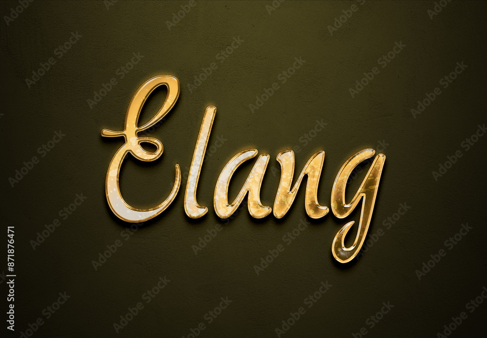 Old gold text effect of Indonesian name Elang with 3D glossy style ...