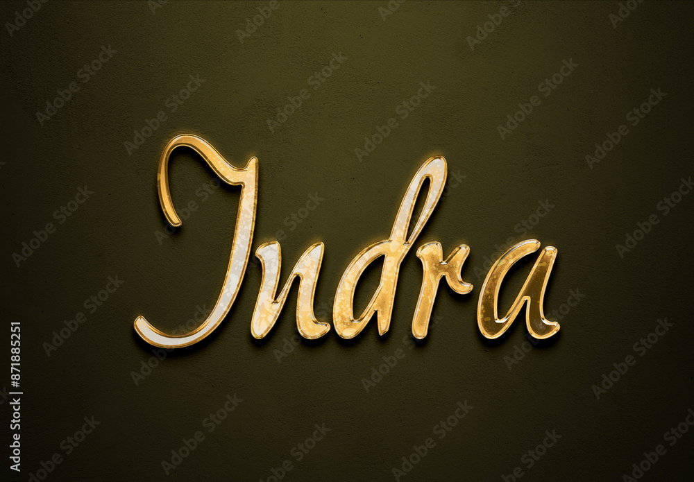 Old gold text effect of Indonesian name Indra with 3D glossy style ...