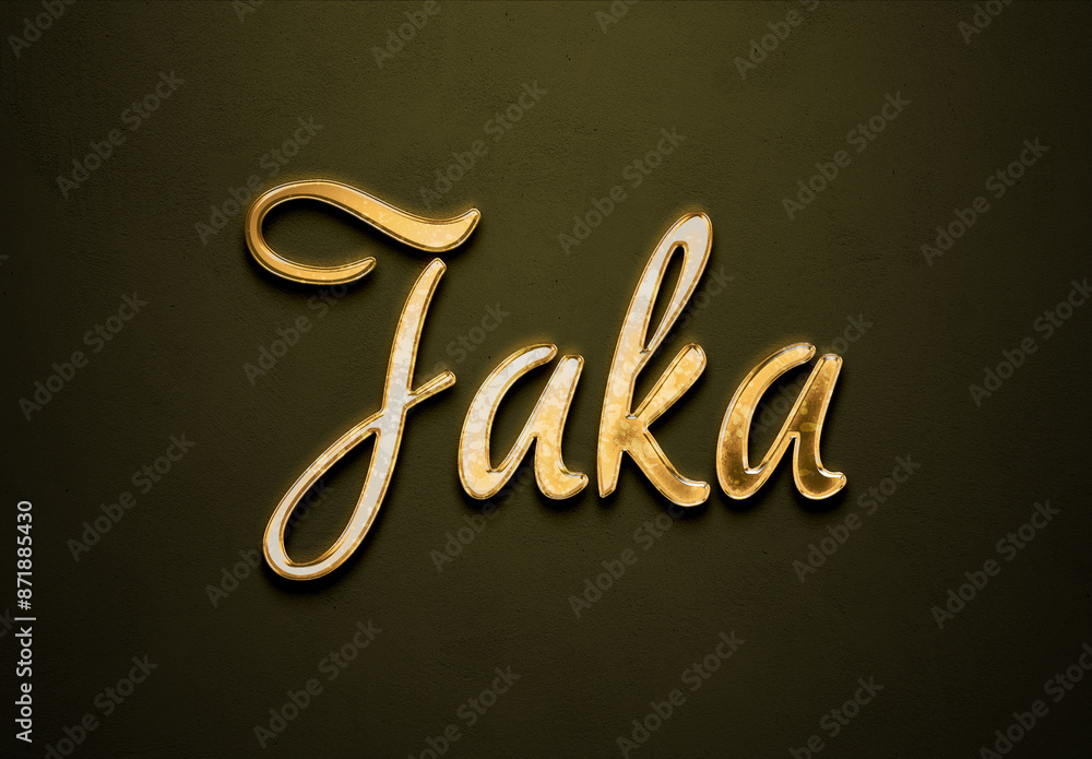 Old gold text effect of Indonesian name Jaka with 3D glossy style ...