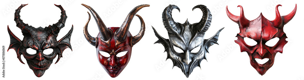 Set of devil demon satan full face Masquerade halloween mask covering ...