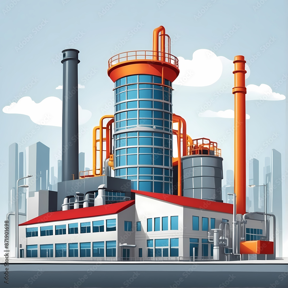 Isometric factory stations and plants for energy generation. Different ...