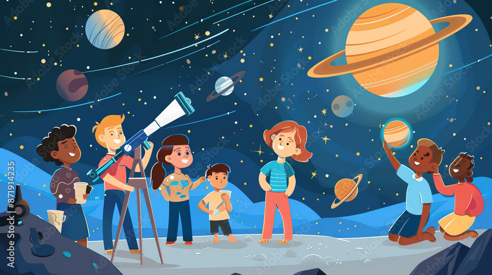 Astronomical Frolic: A Group of Cartoon Astronomers Celebrate the Night ...