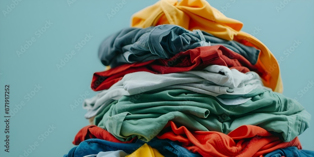 Pile of clothes symbolizing overconsumption and waste from fast fashion ...