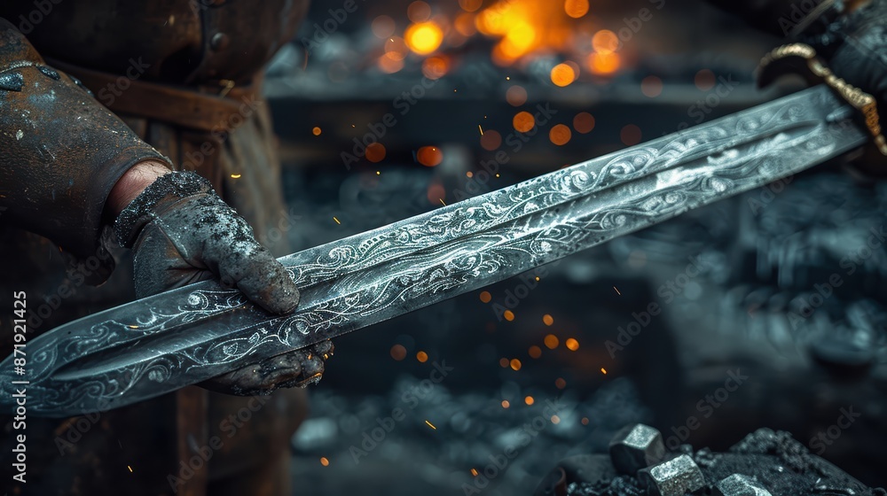 An evocative close-up capturing the rugged hands of a medieval ...