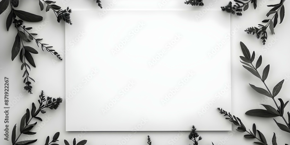ภาพประกอบสต็อก Monochrome border templates adorned with weed foliage ...