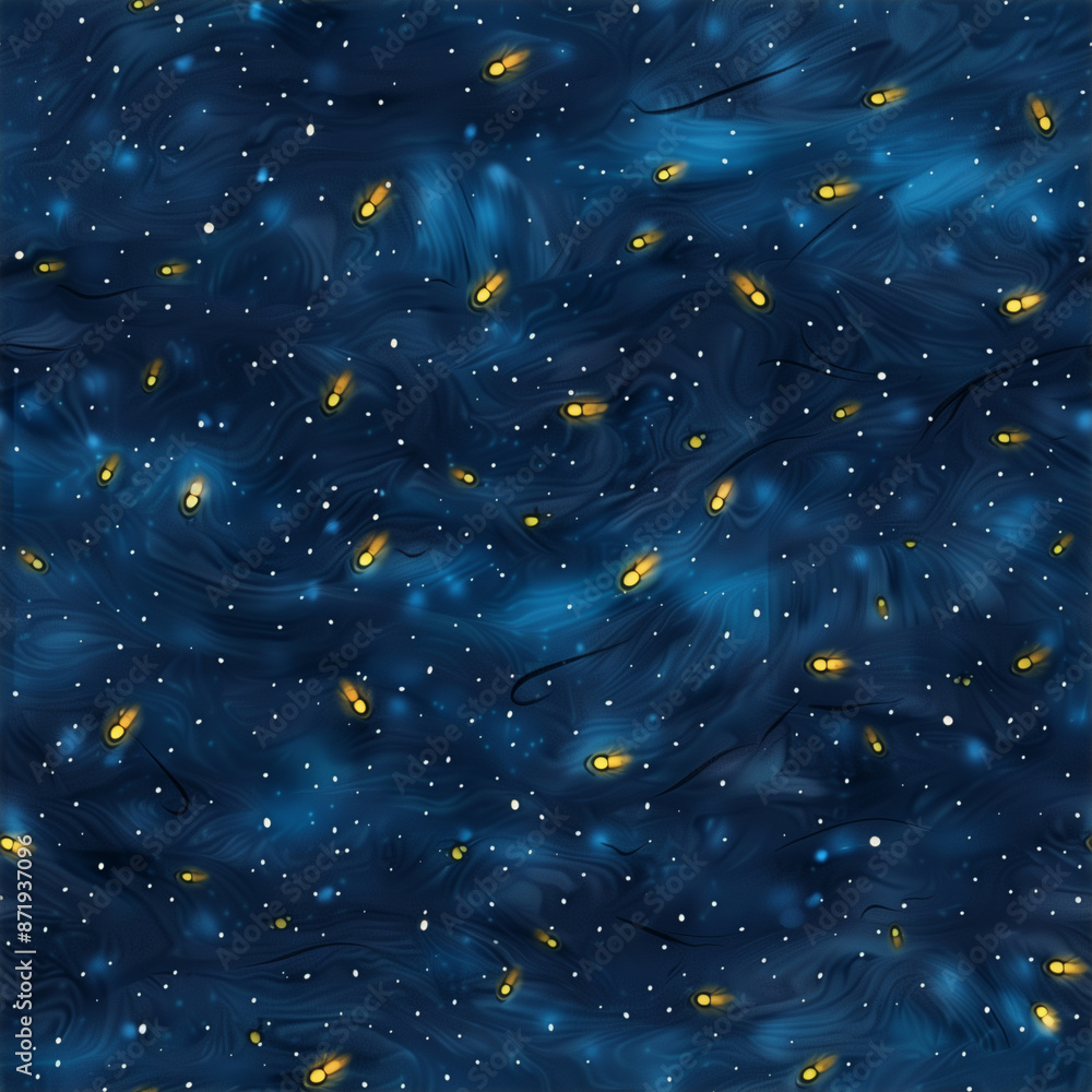 Glowing fireflies illuminating a midnight sky of soft gradients Stock ...
